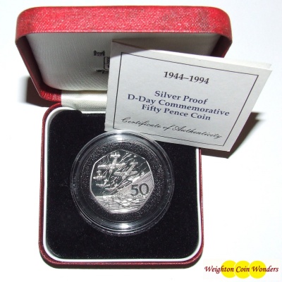 1994 Silver Proof 50p - D-Day Commemorative - €27.95 : Weighton Coin ...